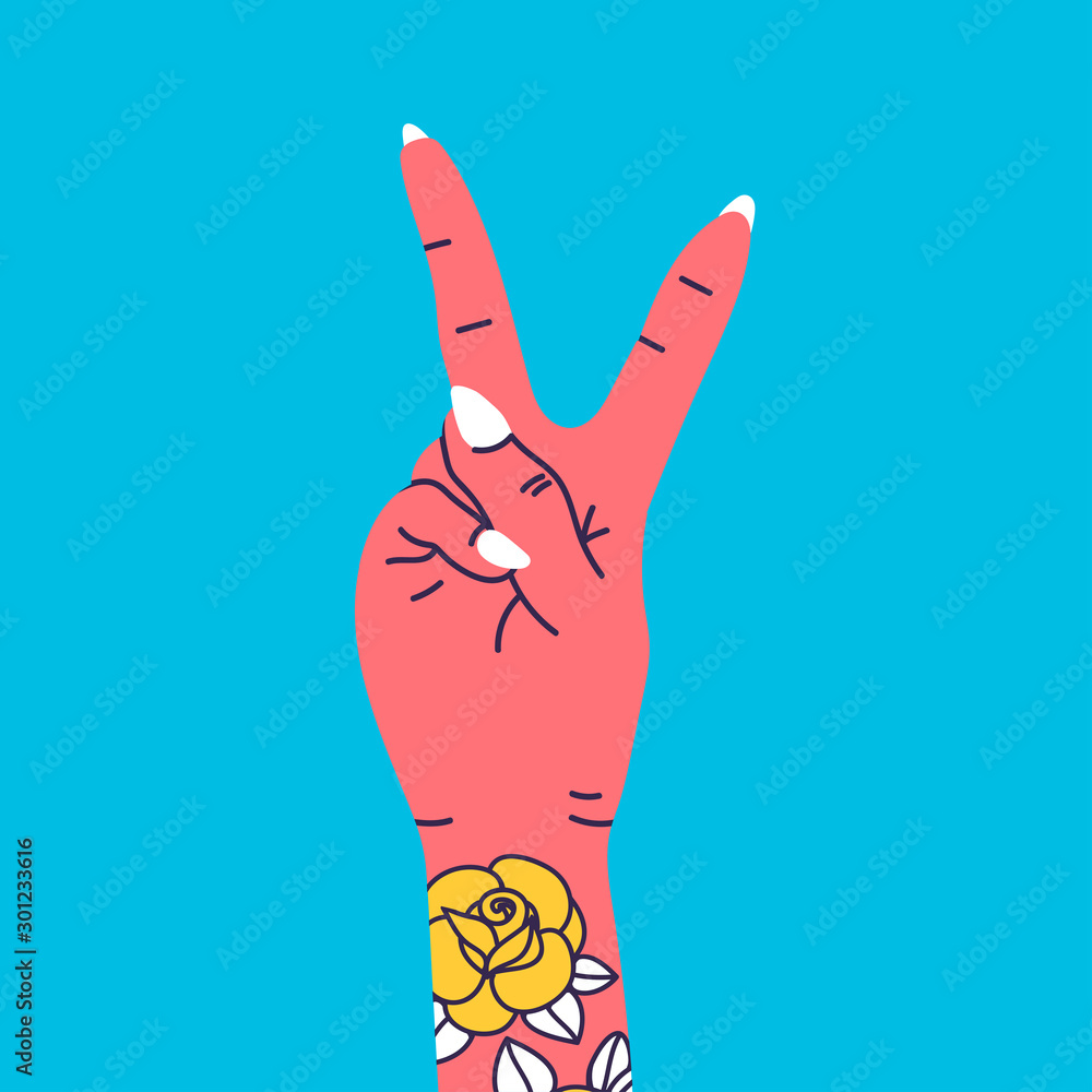 Number two. Hand gesture symbol. Hand with finger count. Counting by ...