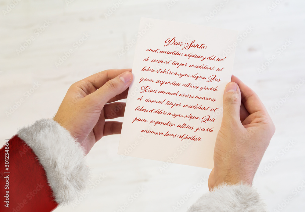 Santa Claus Reading a Christmas Letter Mockup Stock Template | Adobe Stock