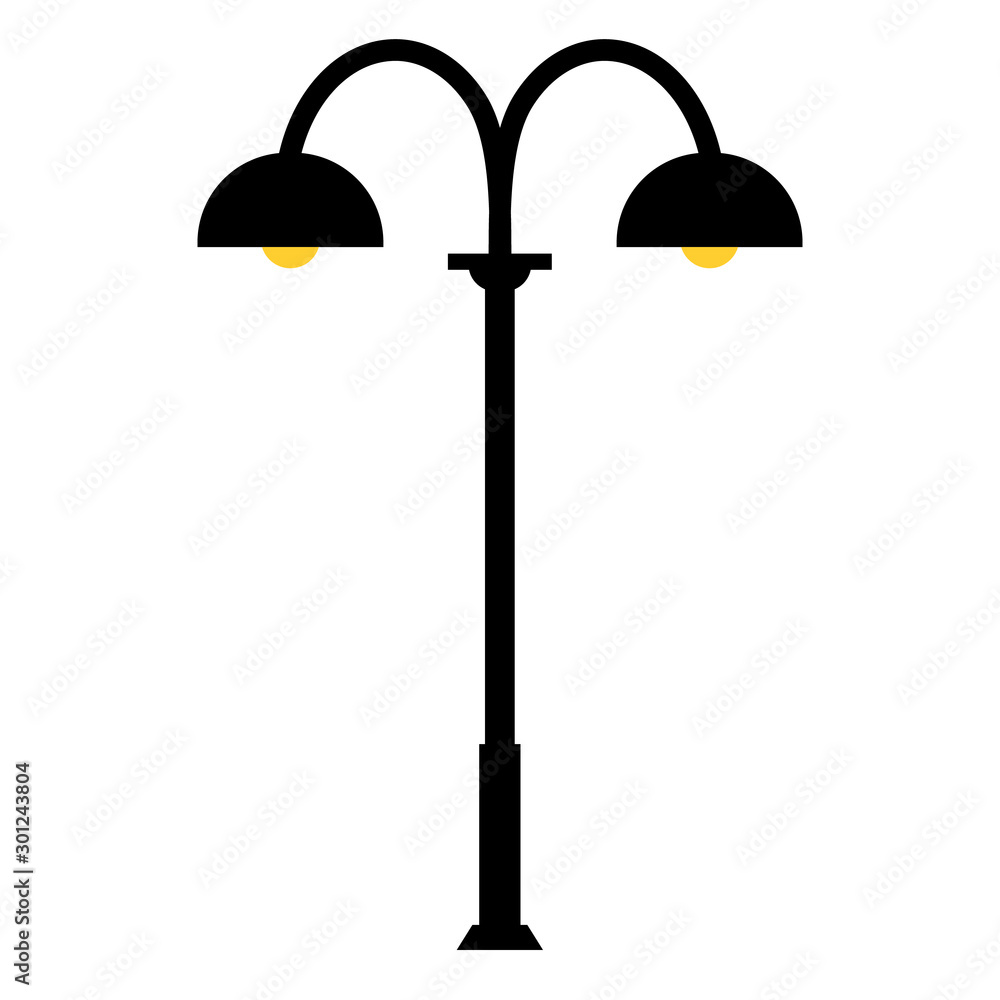 Street light black silhouette isolated on white background. Set of ...
