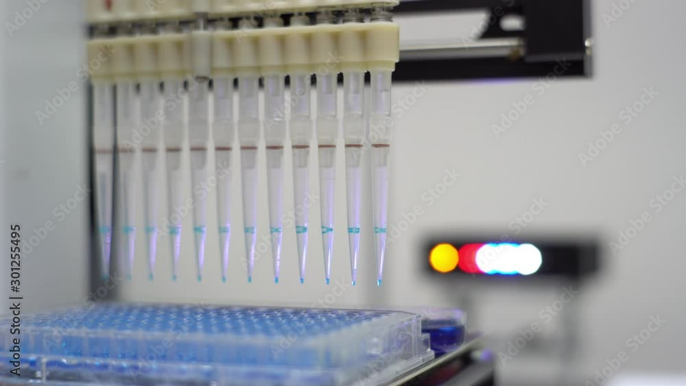 Automated DNA Processor real-time PCR cycler. Modern medical test ...