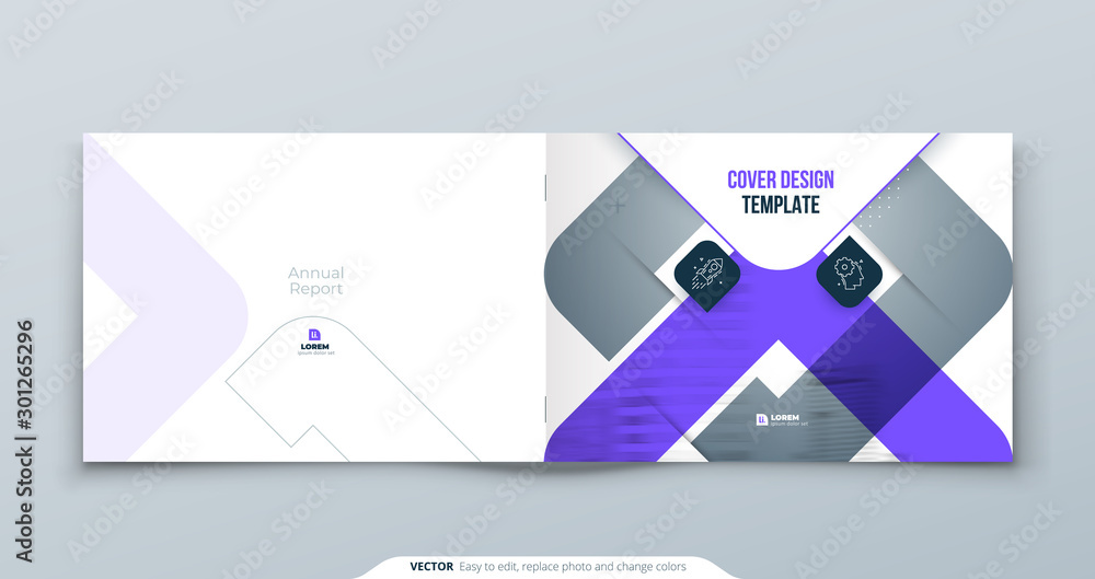 Violet Horizontal Brochure Design. A4 Cover Template for Brochure ...