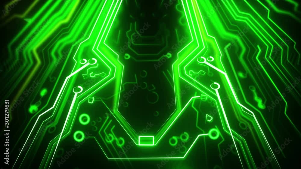 Neon Digital Microchip Circuit Board. Digital Neon Motherboard. Digital ...