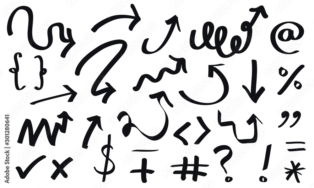 Hand Written Arrows and Signs Stock Vector | Adobe Stock