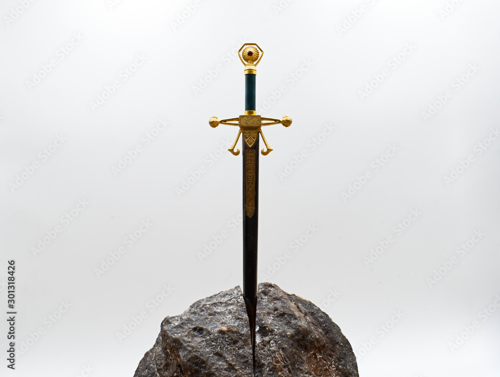 Poster Excalibur the mythical sword in the stone of king Arthur ...