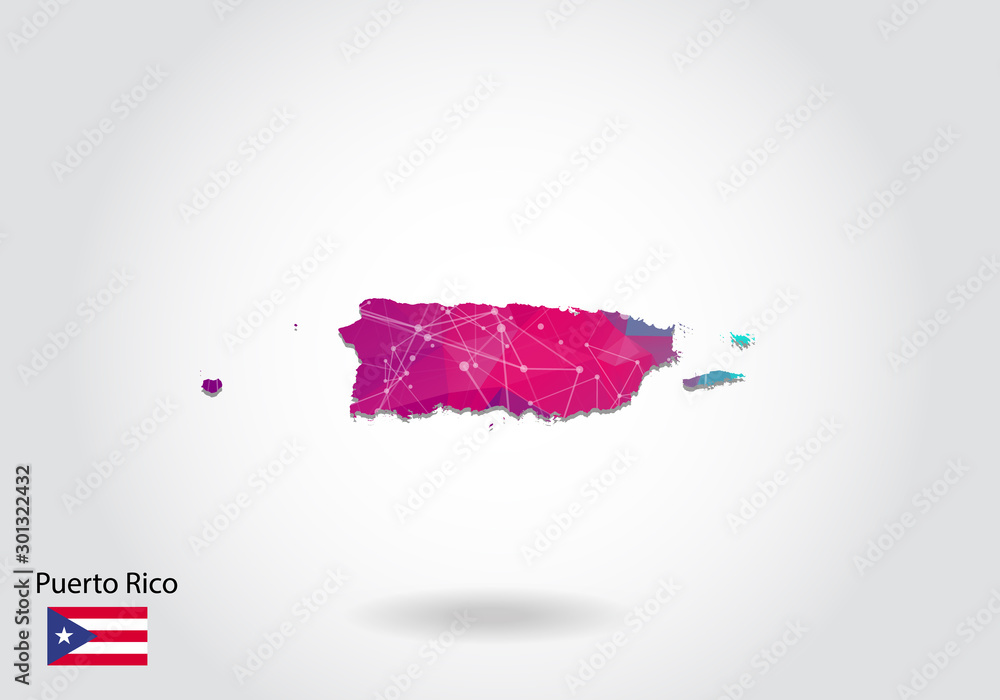 Vector polygonal Puerto Rico map. Low poly design. map made of ...