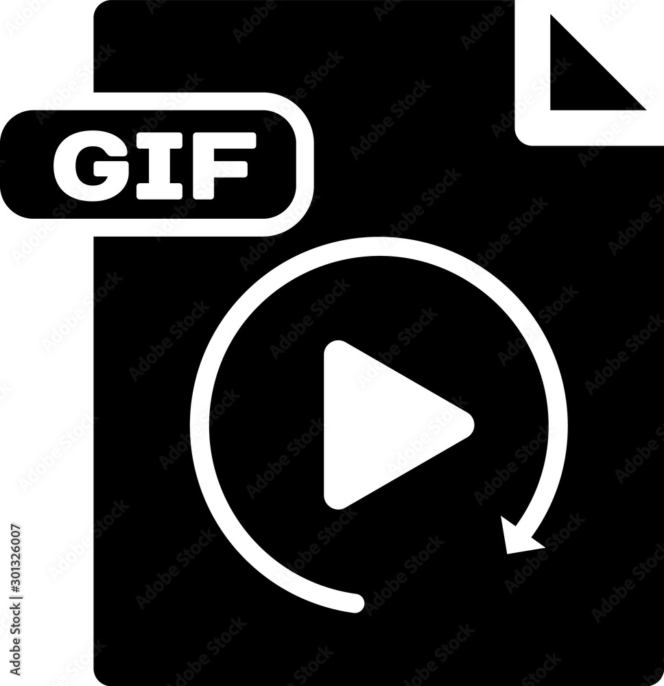 Black GIF file document. Download gif button icon isolated on white ...