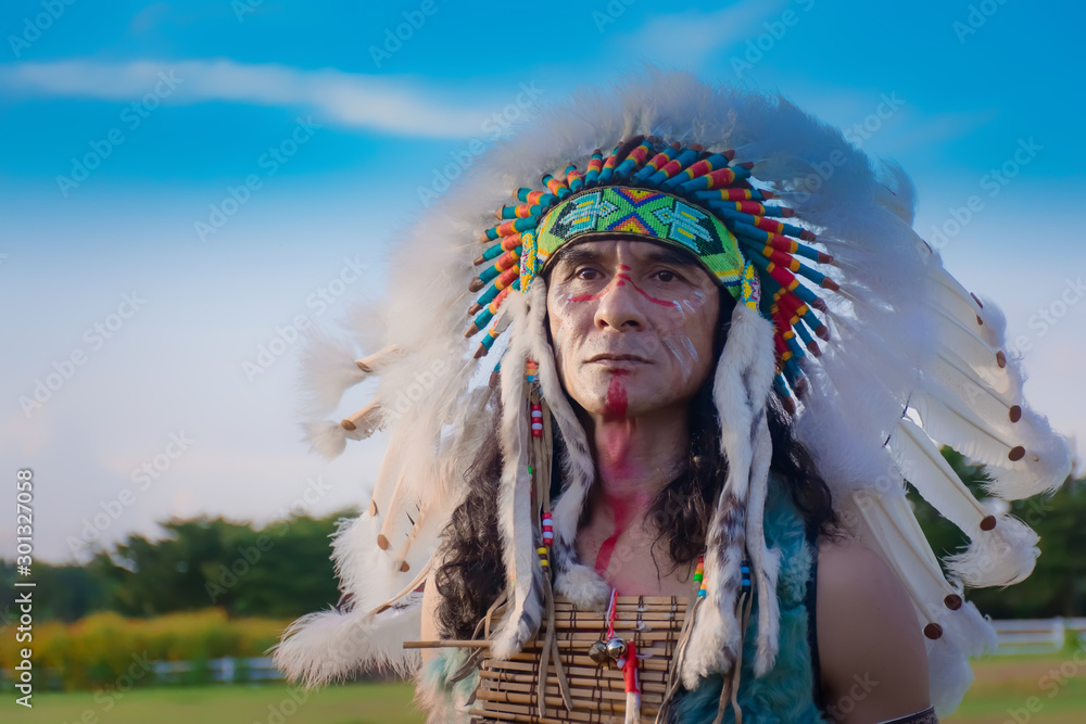 native Americans.portrait of Americans Indian man. Stock Photo | Adobe ...