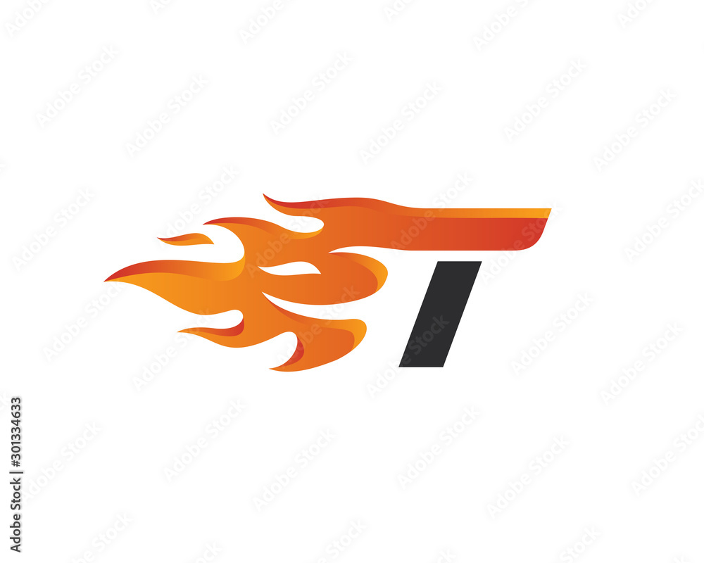initial T flame letter logo design vector, fire logo lettering design ...
