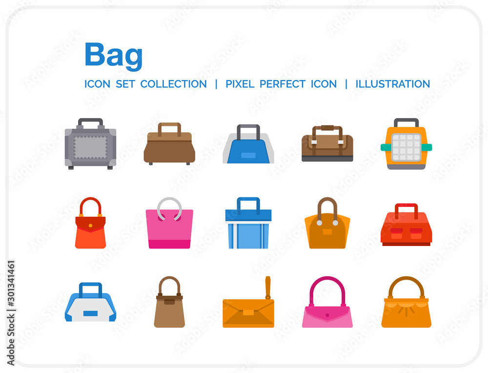 Bag Icons Set. UI Pixel Perfect Well-crafted Vector Thin Line Icons ...