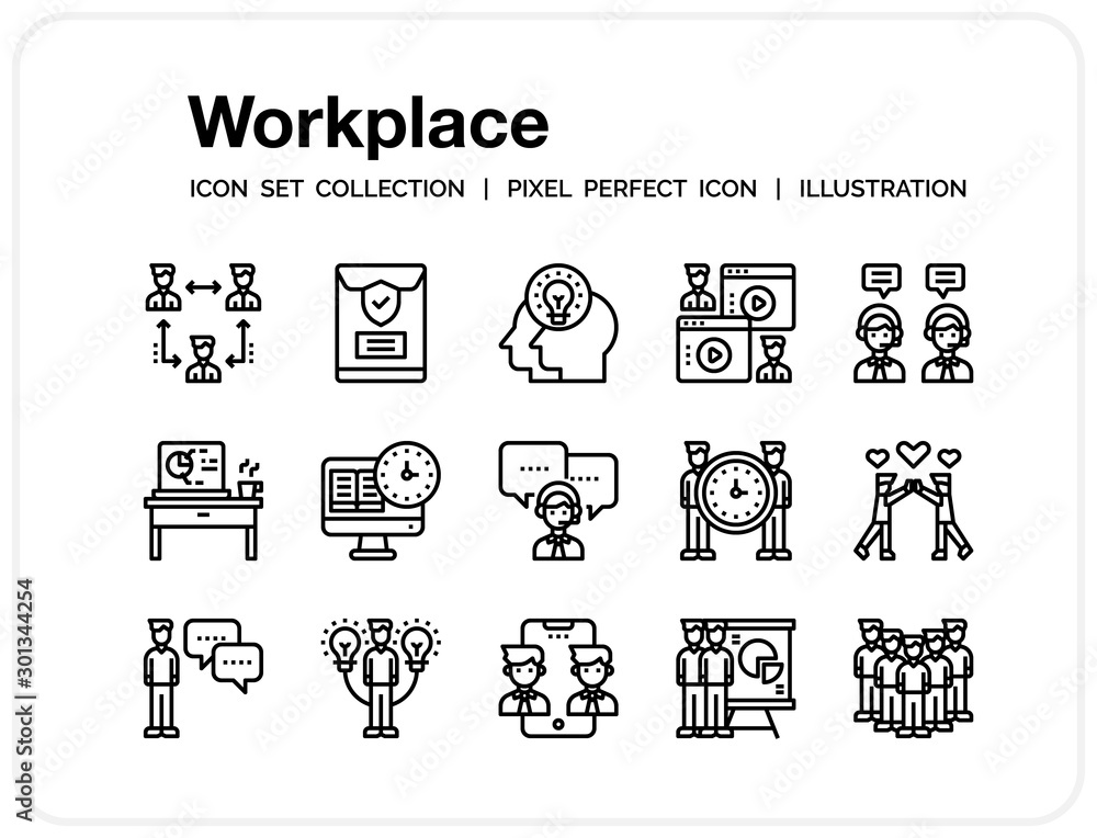Workplace Icons Set. UI Pixel Perfect Well-crafted Vector Thin Line ...