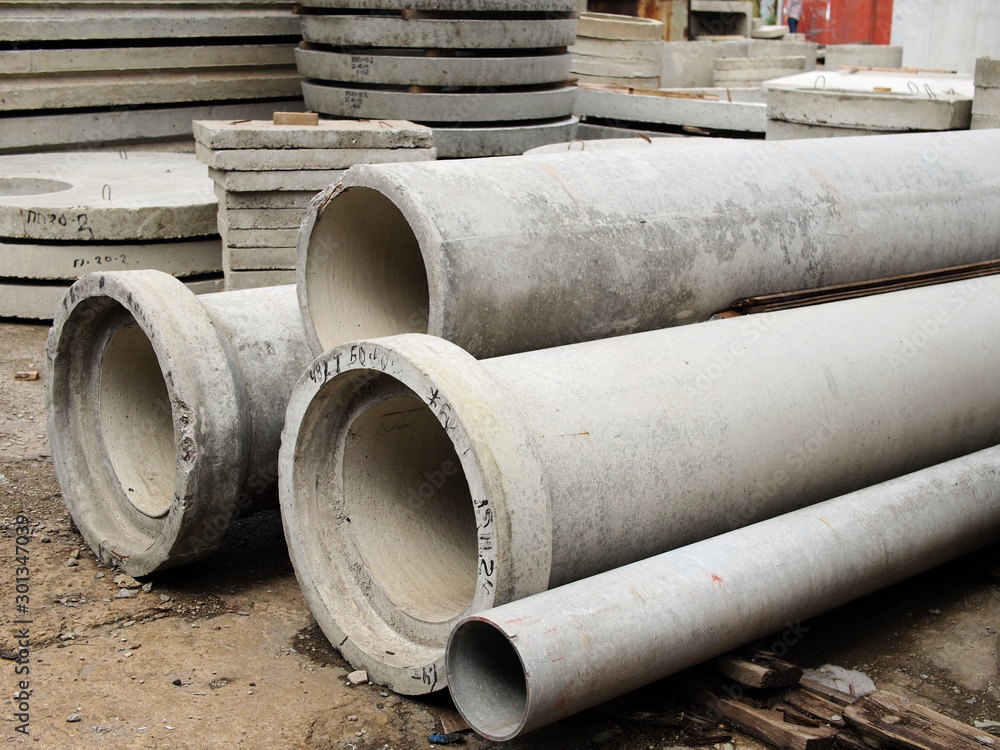 Reinforced concrete pipes. Reinforced concrete products, finished goods ...