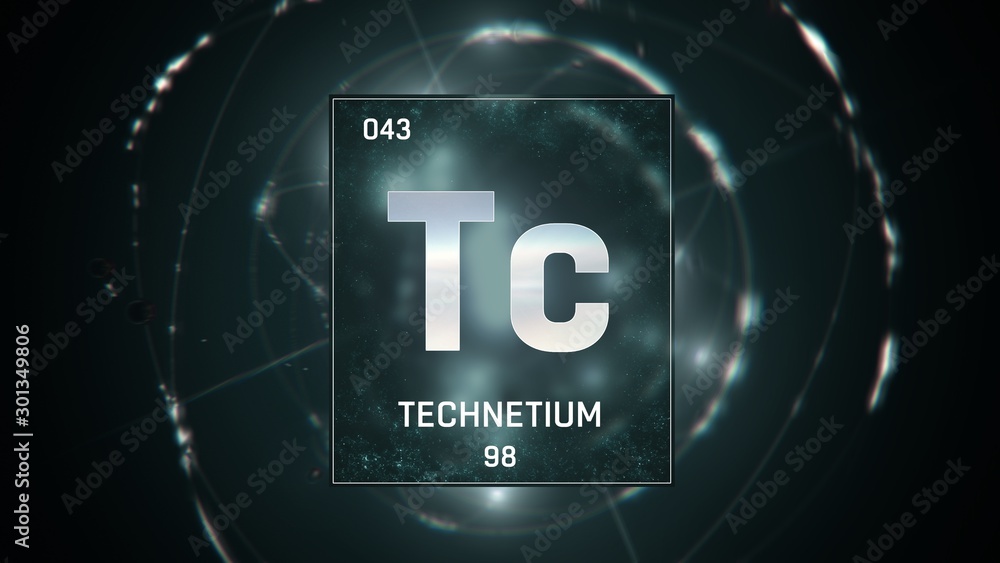 3D illustration of Technetium as Element 43 of the Periodic Table ...