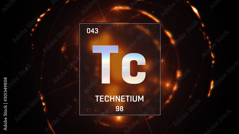 3D illustration of Technetium as Element 43 of the Periodic Table ...