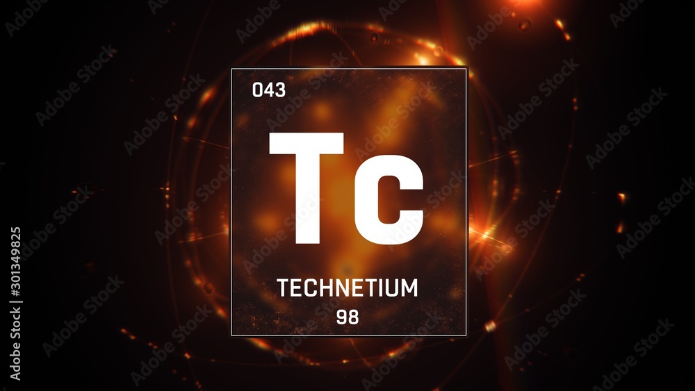 3D illustration of Technetium as Element 43 of the Periodic Table ...