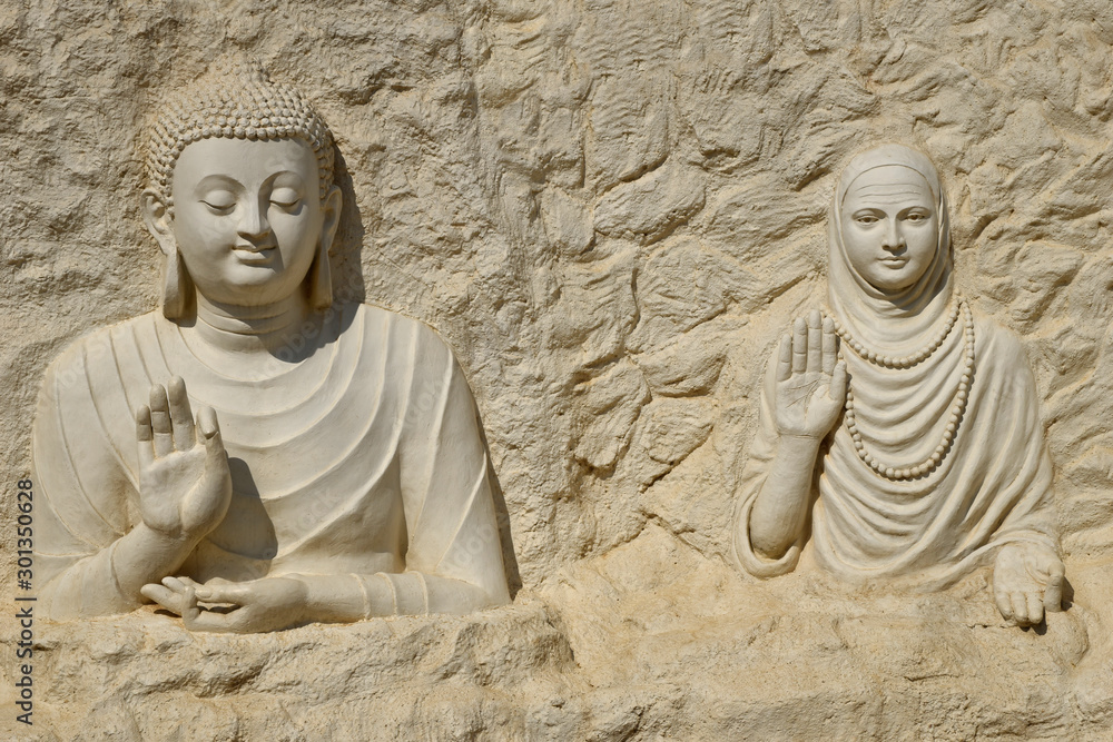 Stone sculpture of saints, Sant Darshan Museum, near Tikona Vadgoan ...