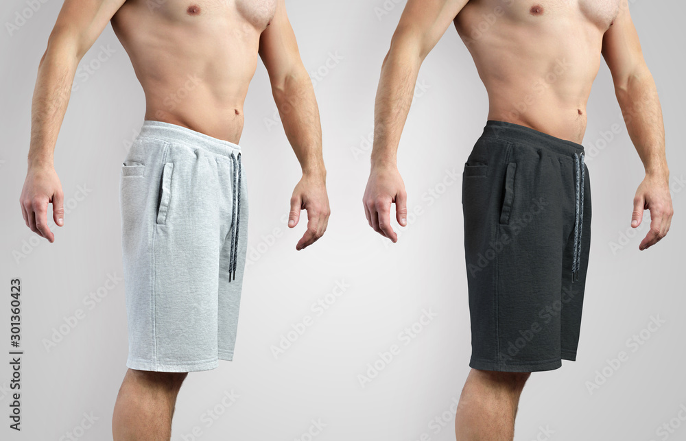 Side view template of shorts for a young guy for presentation at the ...