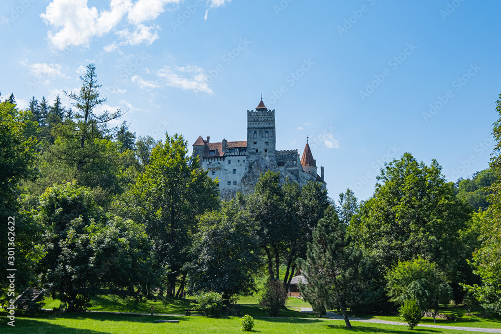 Castle Bran in Romania, Vlad Dracula house, landscape with medieval ...