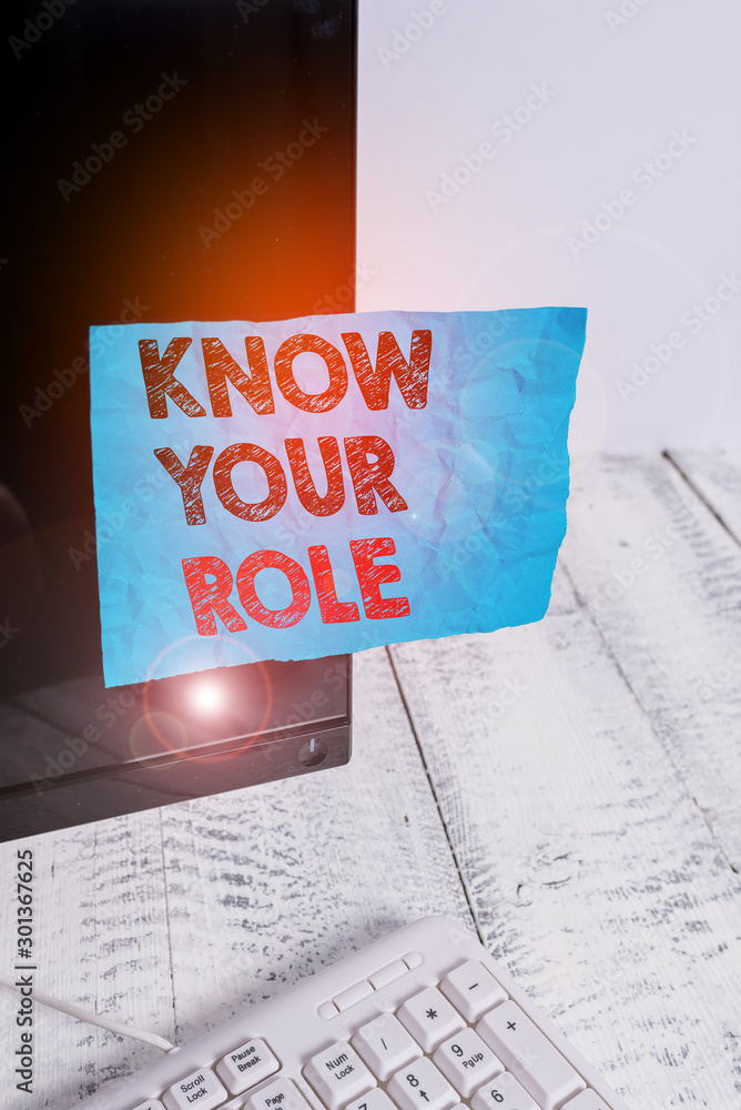Handwriting text Know Your Role. Conceptual photo end acting outside ...