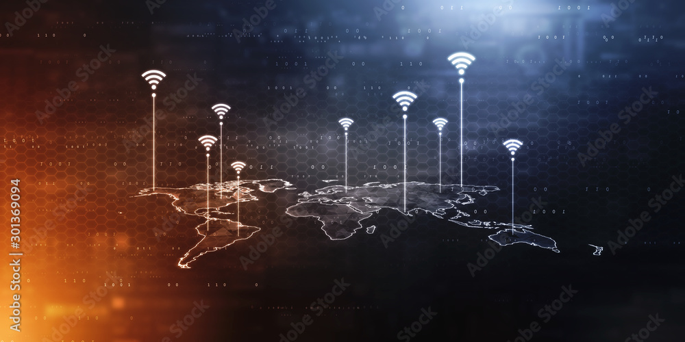 2d rendering Red map pointer with world map Stock Illustration | Adobe ...