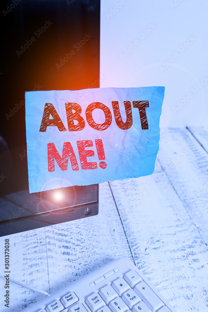 Handwriting text About Me. Conceptual photo telling someone list of ...