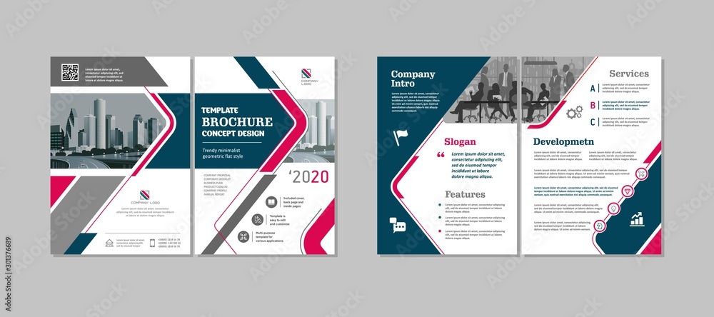 Bi-fold brochure creative design. Multipurpose template with cover ...