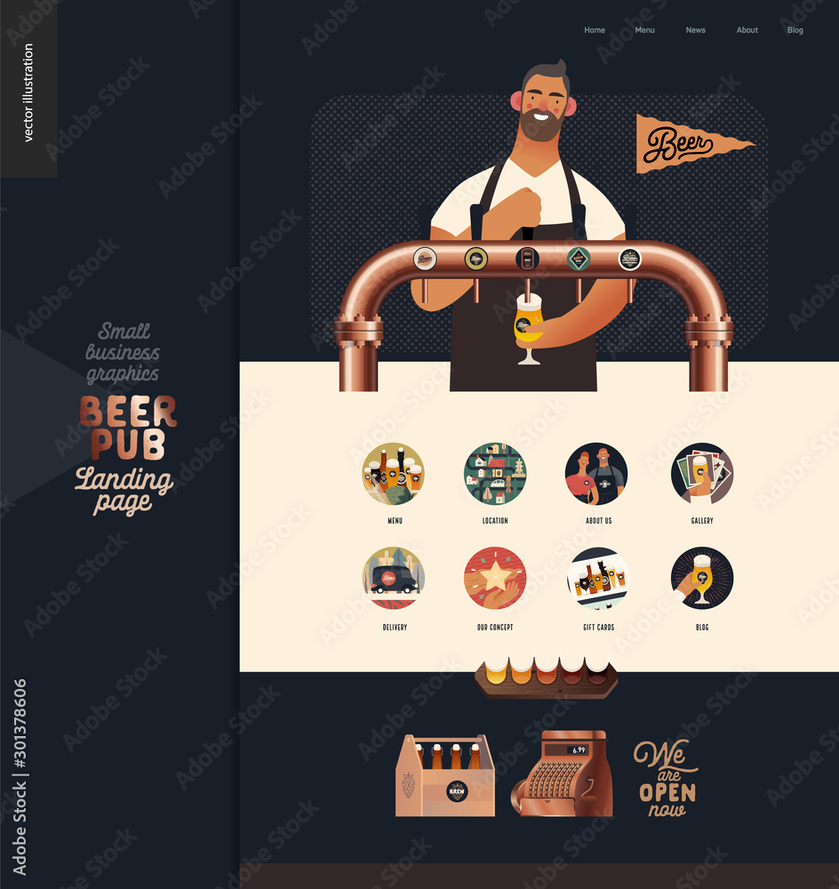 Brewery, craft beer pub -small business illustrations -landing page ...