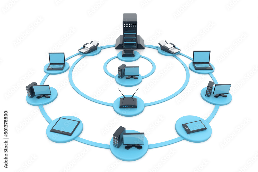 Computer network. Internet concept. Network diagram. 3d illustration ...