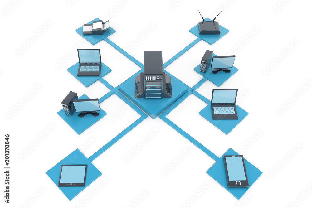 Computer network. Internet concept. Network diagram. 3d illustration ...
