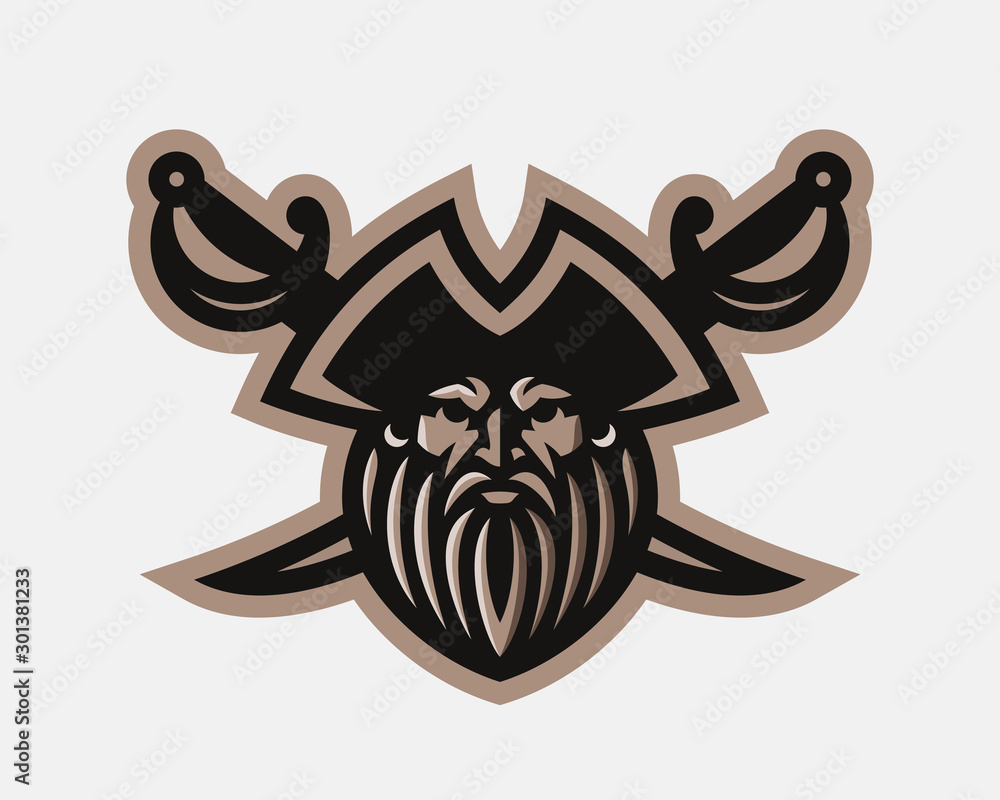 Pirate modern mascot logo. Buccaneer template design emblem for a sport ...