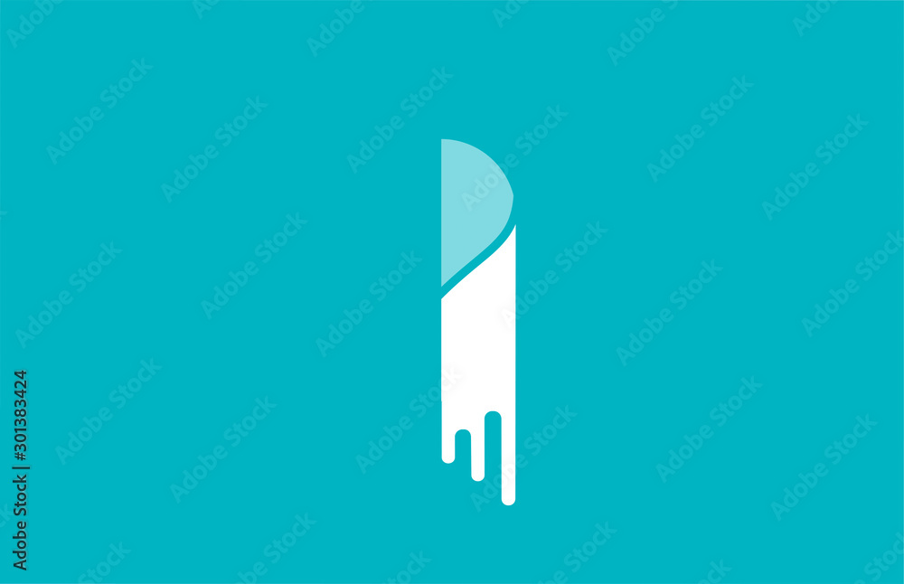 alphabet letter I green white pastel color for company icon logo design ...