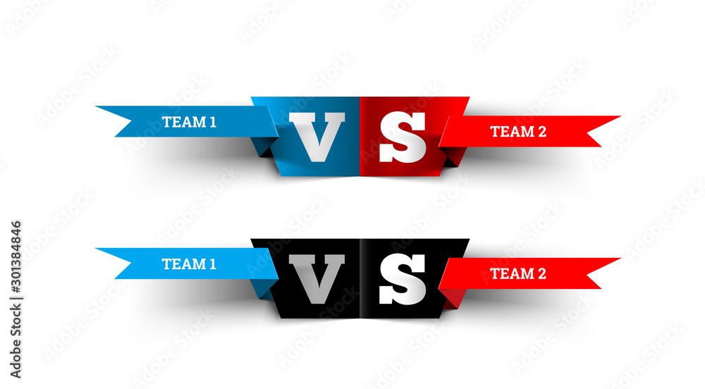 Versus design on white. Blue team versus red team. VS fight ...
