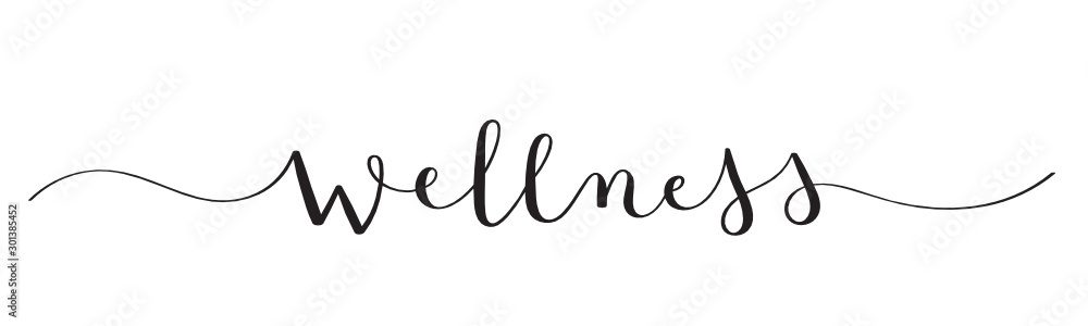 WELLNESS black vector brush calligraphy banner with swashes Stock ...