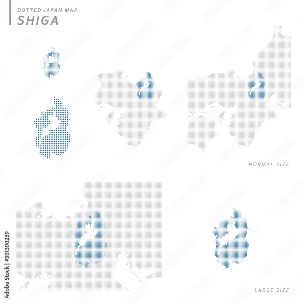 dotted Japan map, Shiga Stock Vector | Adobe Stock
