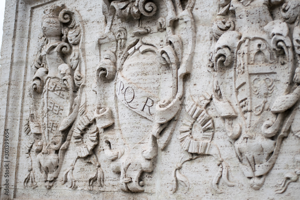 Foto de SPQR symbol of Ancient Roman Republic with other old noble ...