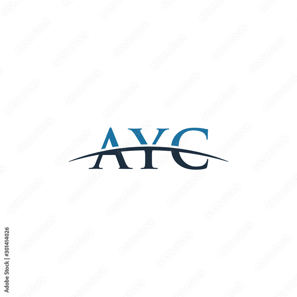 Initial letter AYC, overlapping movement swoosh horizon logo company ...
