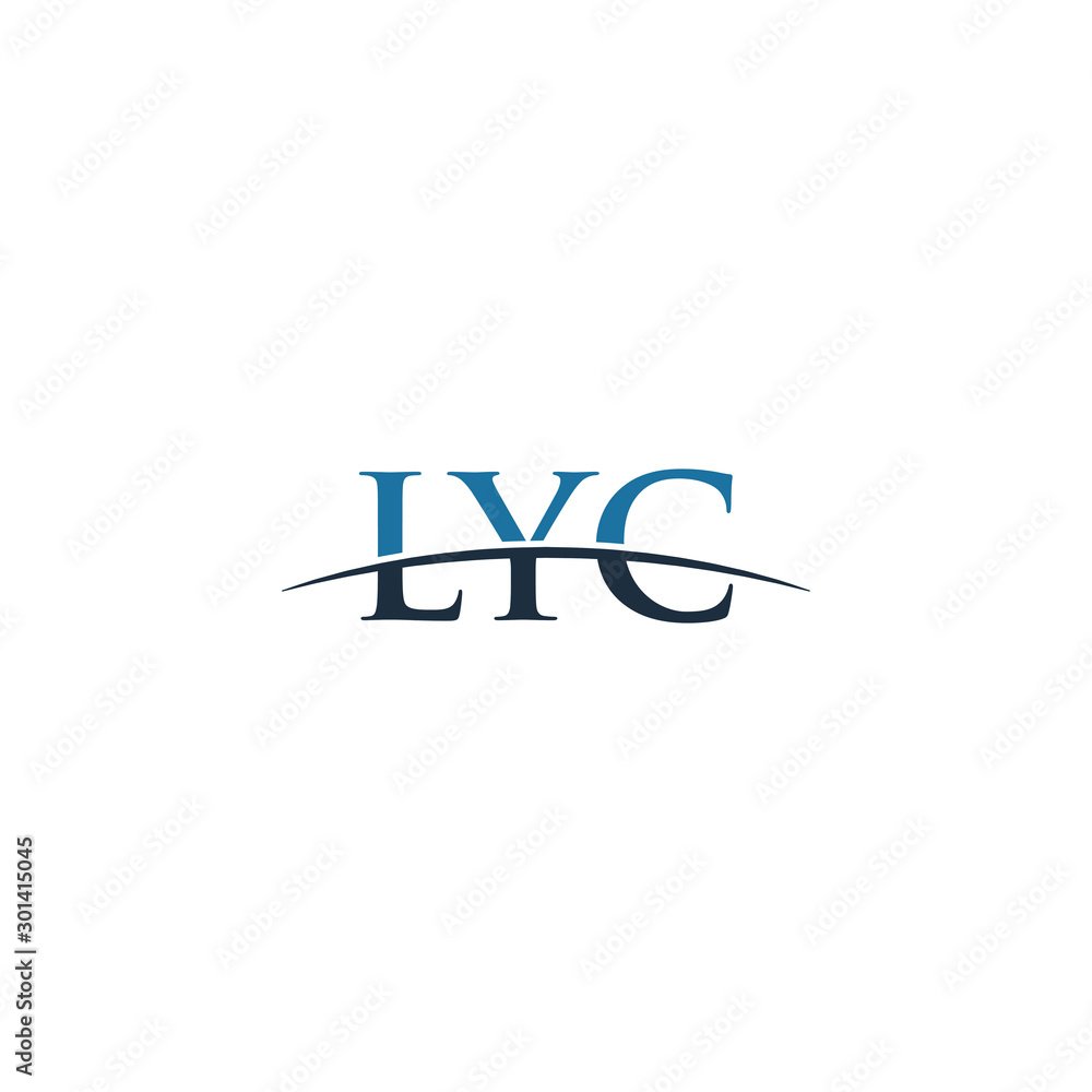 Vetor de Initial letter LYC, overlapping movement swoosh horizon logo ...
