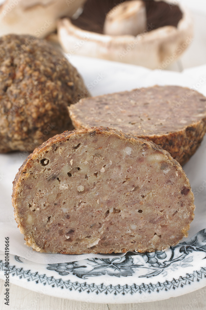 Traditional English faggots nicknamed savoury ducks made with ground ...