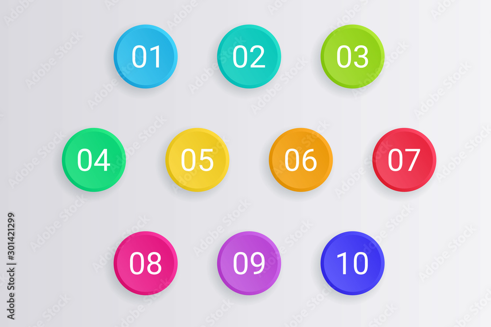 3d bullet point vector illustration set - isolated bright colorful ...