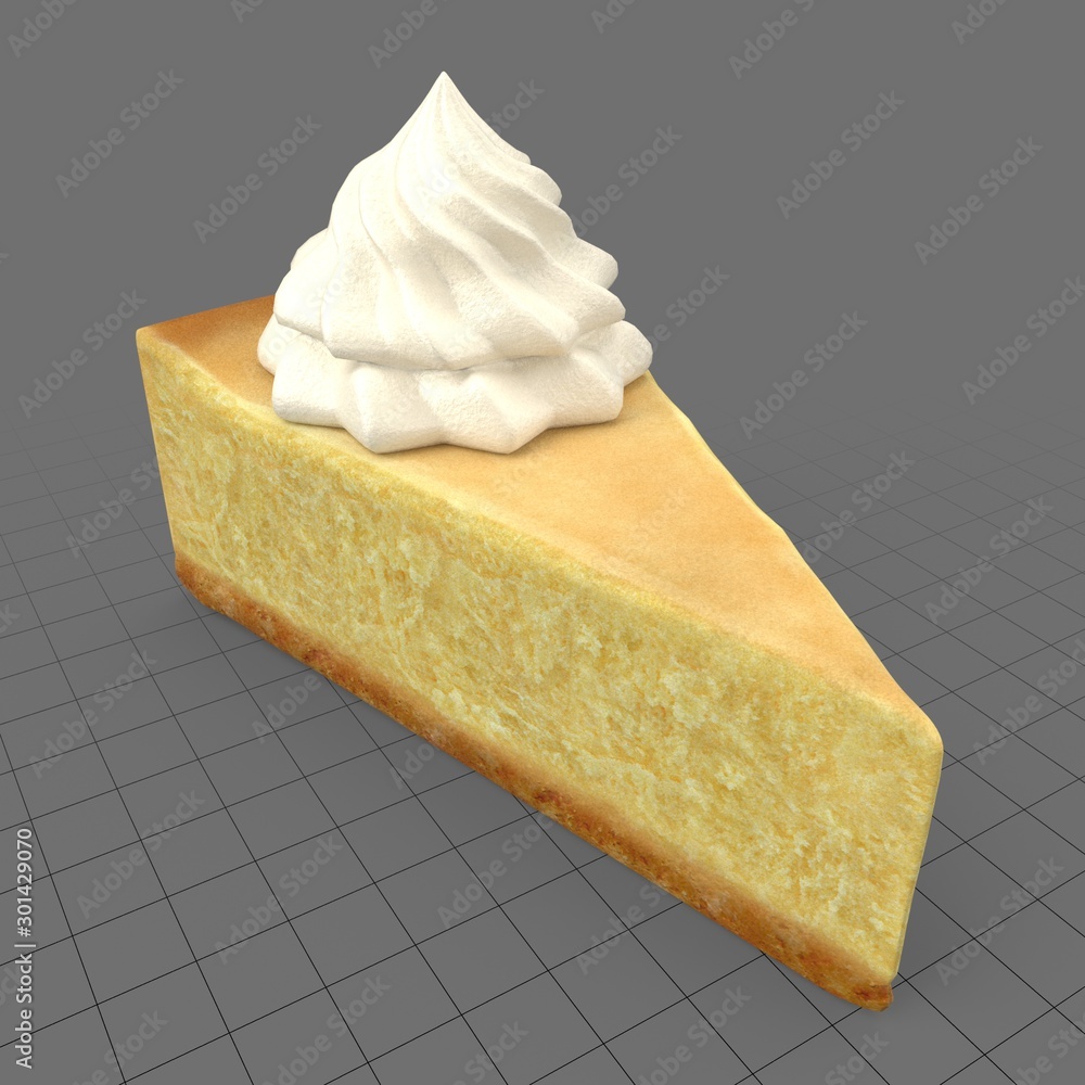 Cheesecake slice with whipped cream Stock 3D asset | Adobe Stock