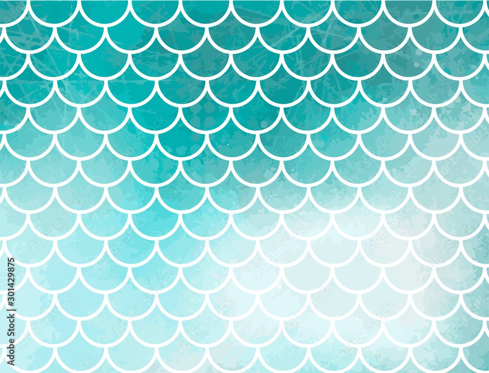 Turquoise mermaid scales. Fish scales. Underwater sea pattern. Vector ...