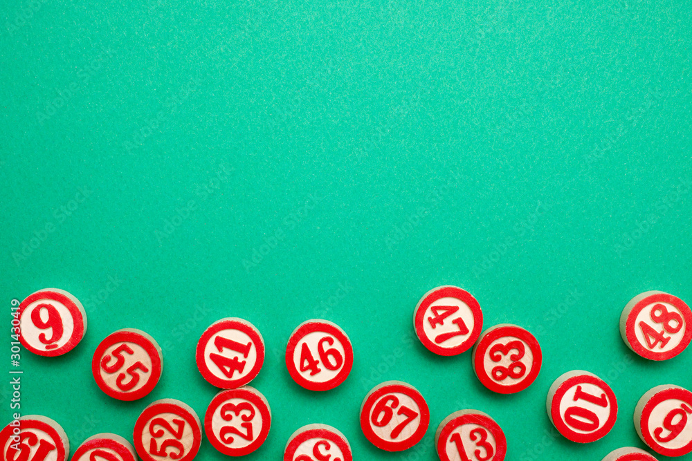 bingo numbers on green background - flat lay style Stock Photo | Adobe ...