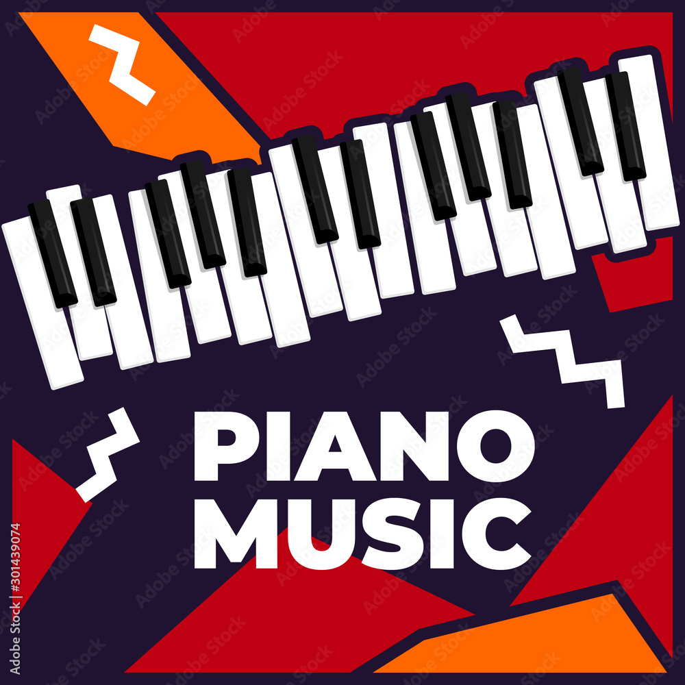 Music piano poster template. Vector flyer background with keyboard ...
