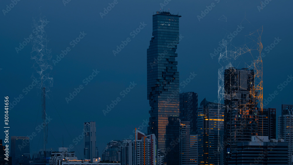 future construction industry and Internet of Things concept with modern ...