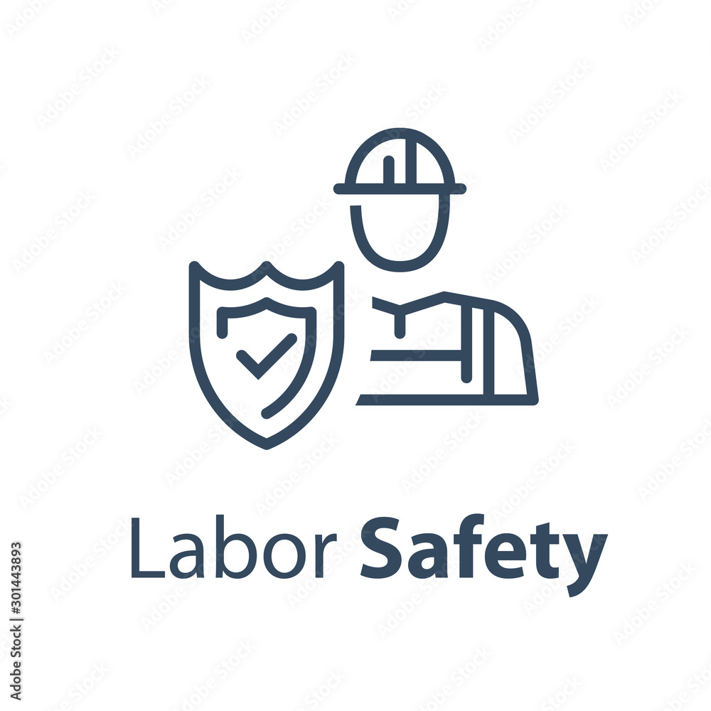 Worker and shield, medical insurance, labor safety, health protection ...