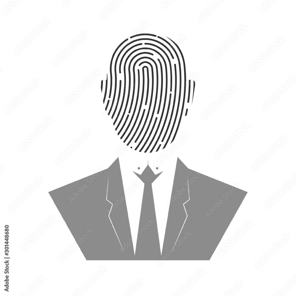 Fingerprint man or human silhouette. Digital security authentication ...