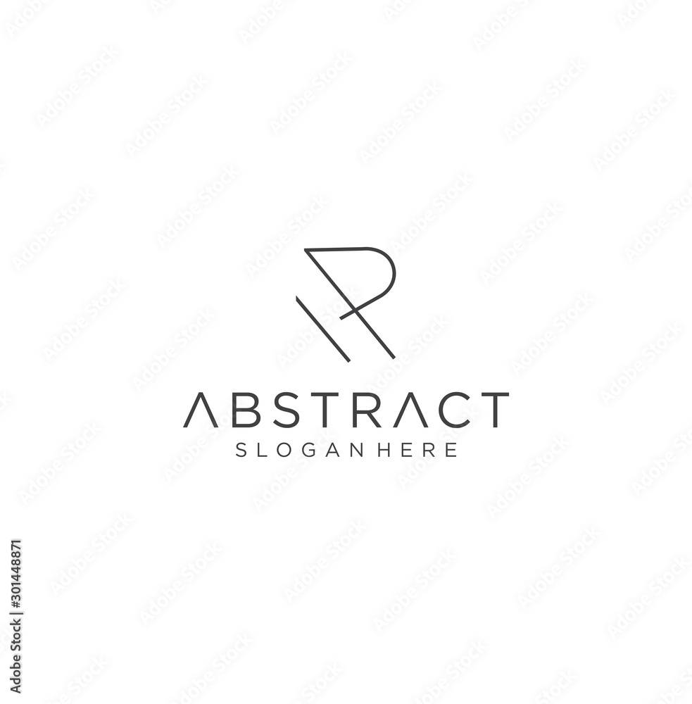 Monogram Letter R Logo With Thin Black Monogram Outline Contour. Modern ...