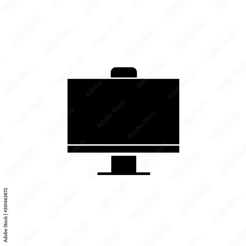Modern computer monitor display with blank screen isolated on transparent background. Front view ...
