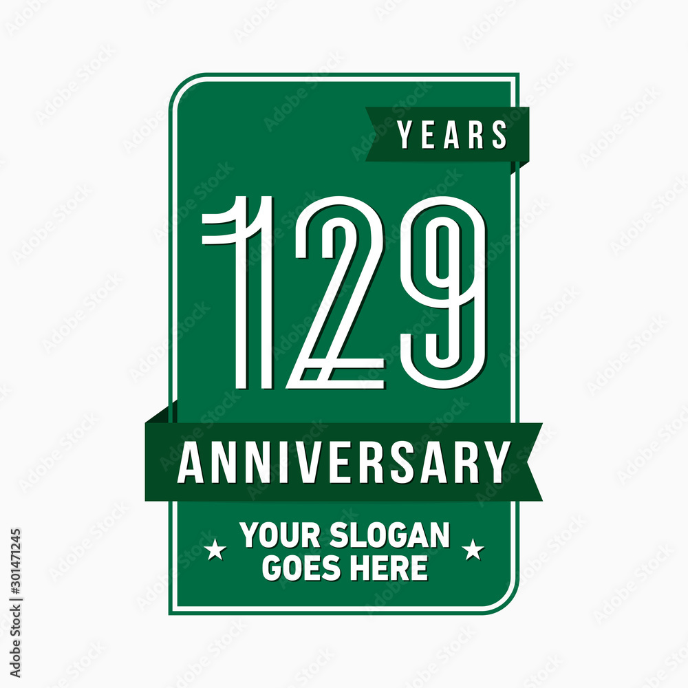 Vetor de 129 years anniversary design template. One hundred and twenty ...