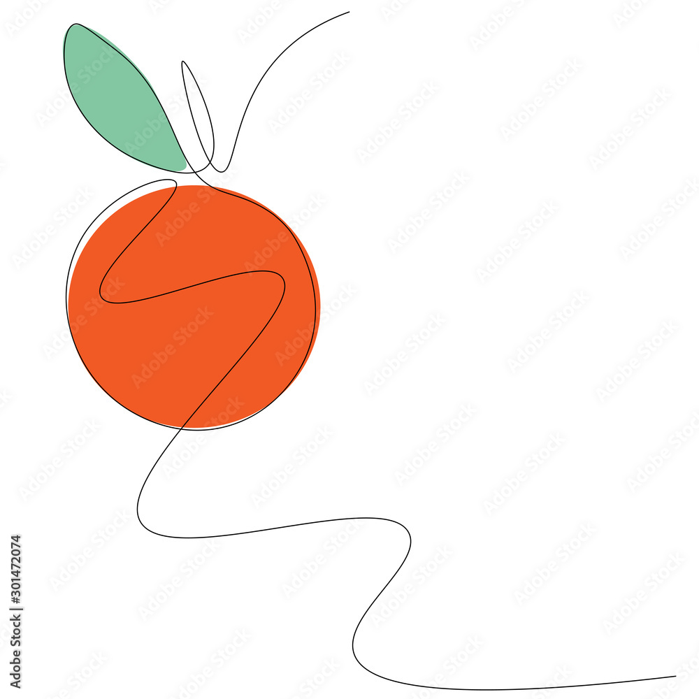 Orange background, continuous line drawing vector illustration Stock ...
