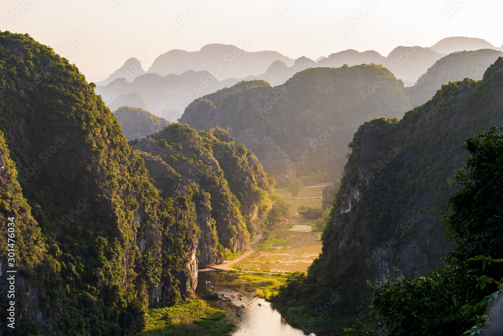 Beautiful sunset over Vietnamese rivers and Landscape from the scenic ...
